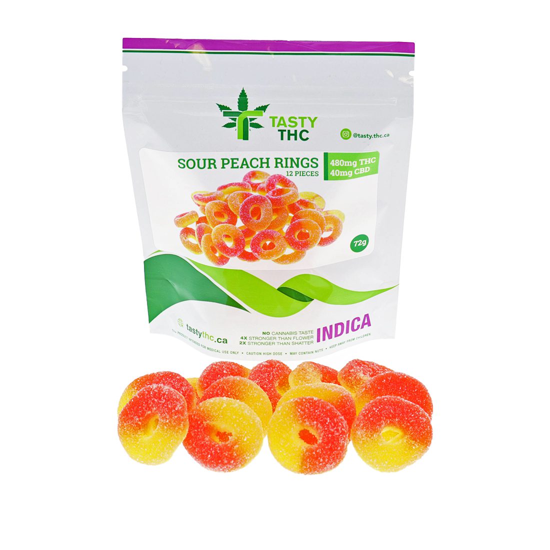 uy Sour Peach Rings High Dose (10pcs) - Best THC Edibles Canada